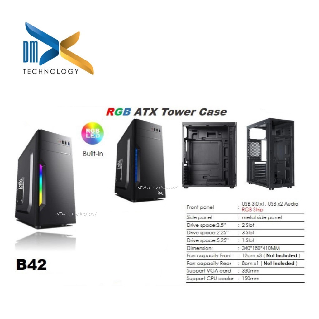 DMX B42 ATX & P03 ATX & GM02 MATX & M08 ATX Front Panel RGB LED Strip Tower Desktop PC Casing ...