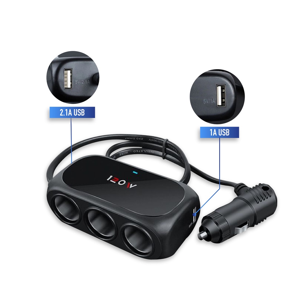 12V & 24V 120W Multi 3 Port USB Charger Port Car Lori Kereta Charging ...