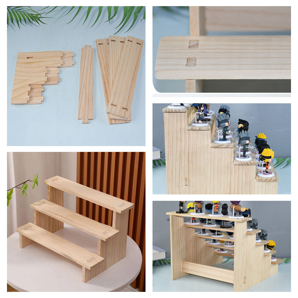 Wooden Display Rack Riser Step Stand Perfume Rack Toy Action Figures ...
