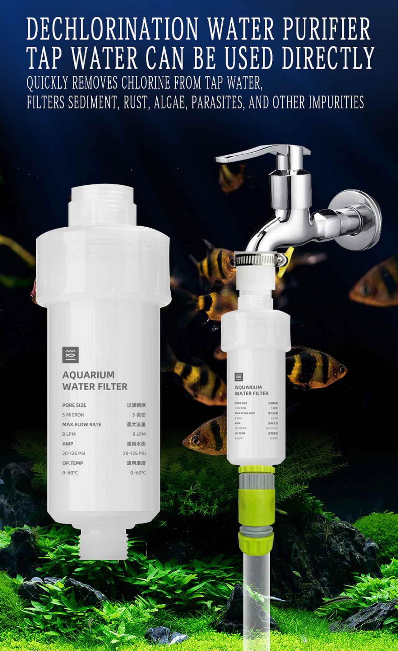 Aquarium Water Change Anti Chlorine Filter Chlorine Remover Filter ...