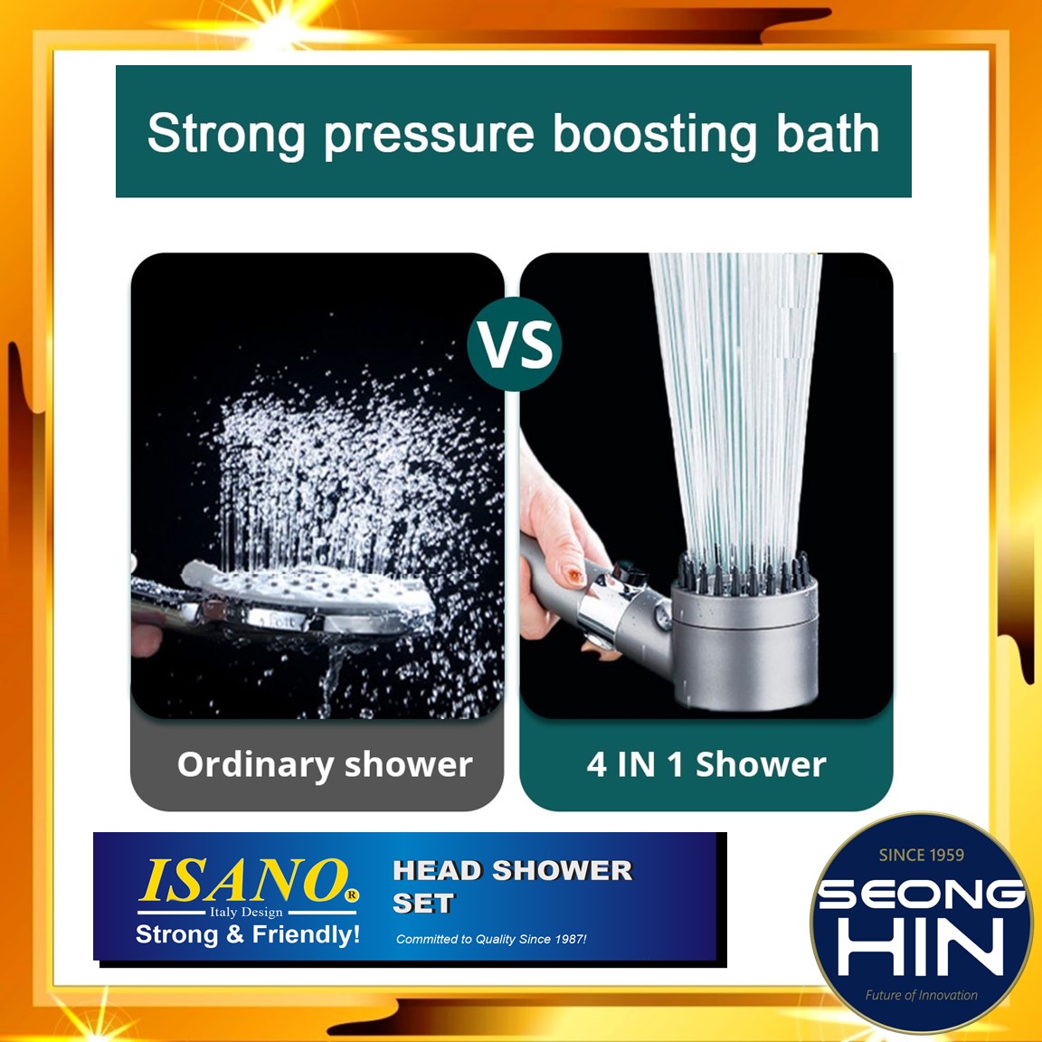 ISANO Massage Shower Head With Filter Handheld 1535HS 3 Mode Water ...