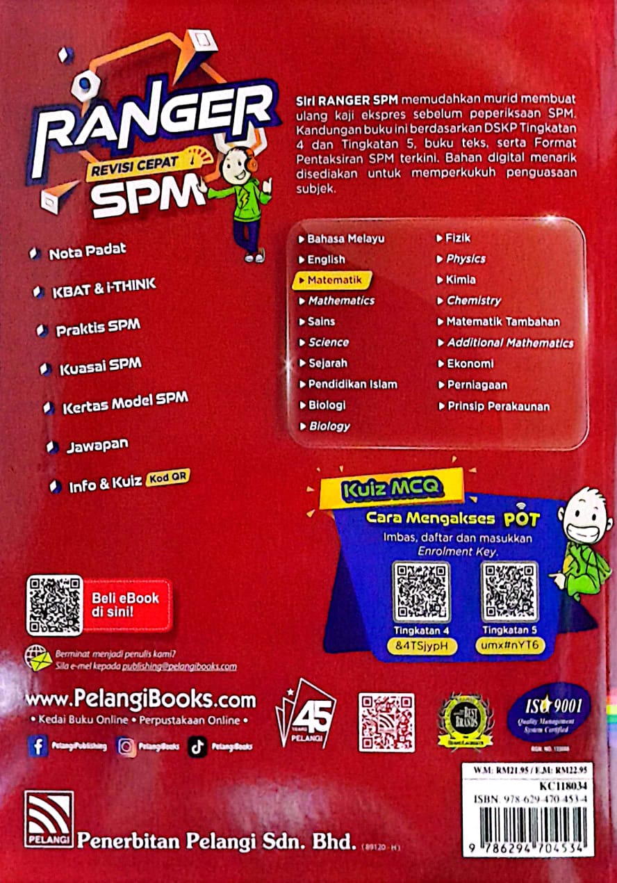 [BS] Buku Rujukan SPM 2024 : RANGER Revisi Cepat SPM Tingkatan 4.5 KSSM ...