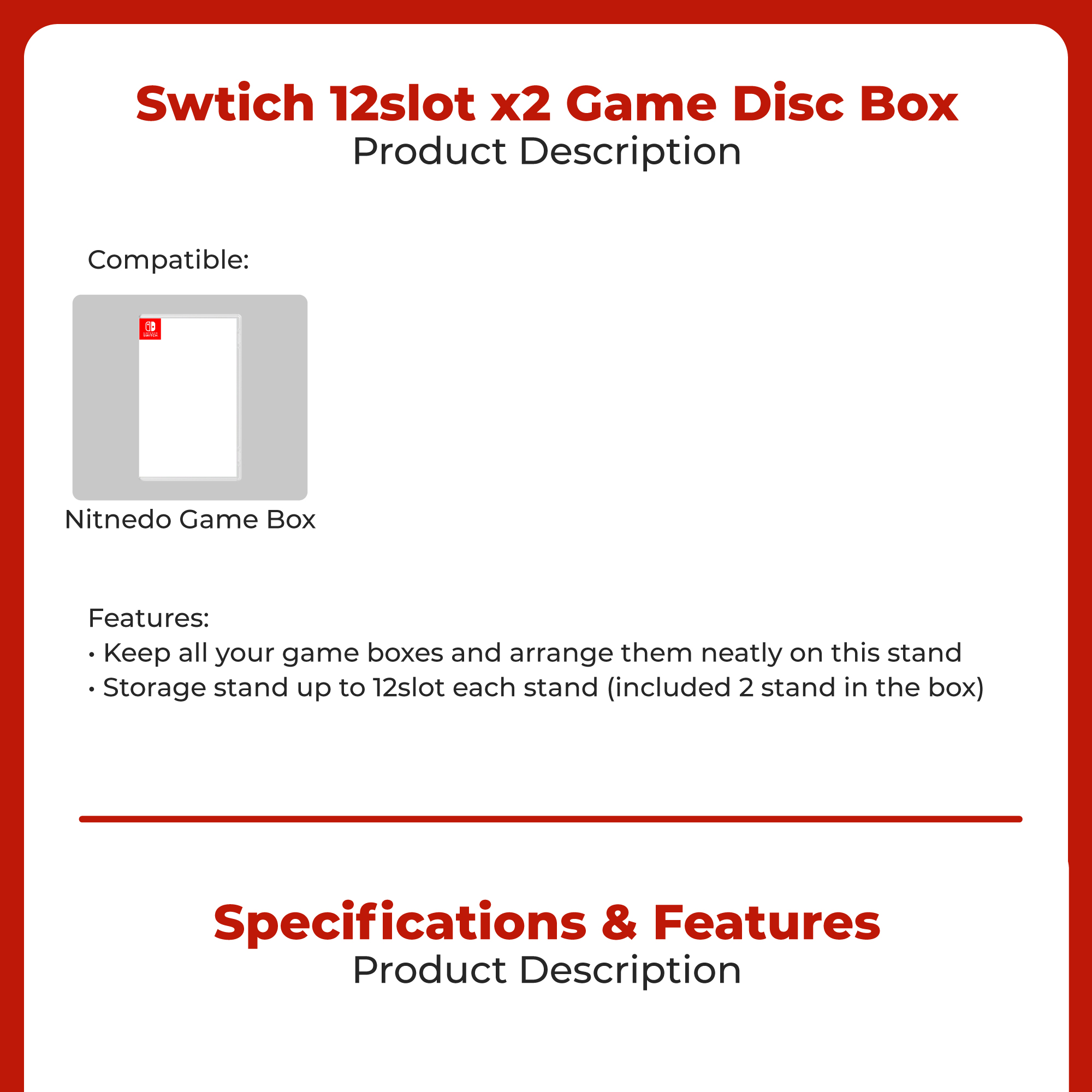 DOBE Switch OLED / V2 / Lite Game Disc Box 12 Slot Game Card Disc Box ...