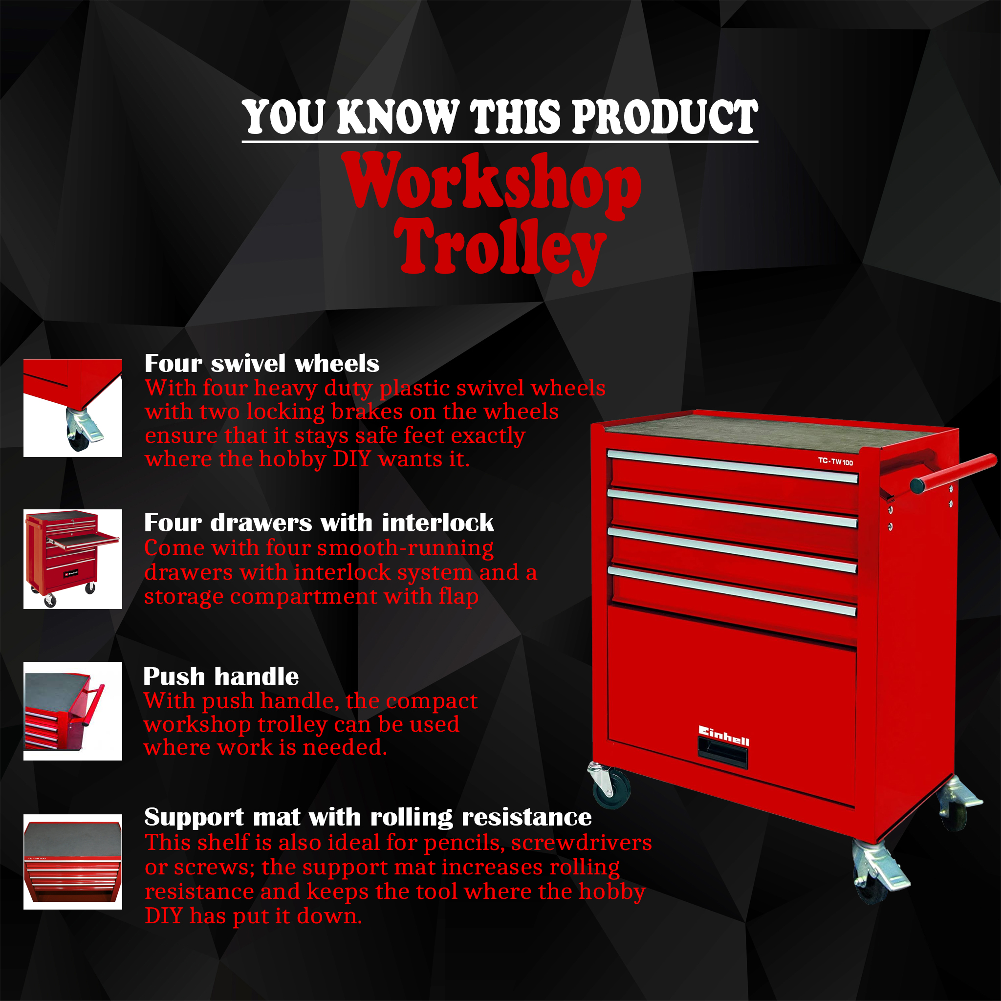 𝐄𝐈𝐍𝐇𝐄𝐋𝐋 Workshop Trolley (TC-TW 100 - 4510170) | Shopee Malaysia