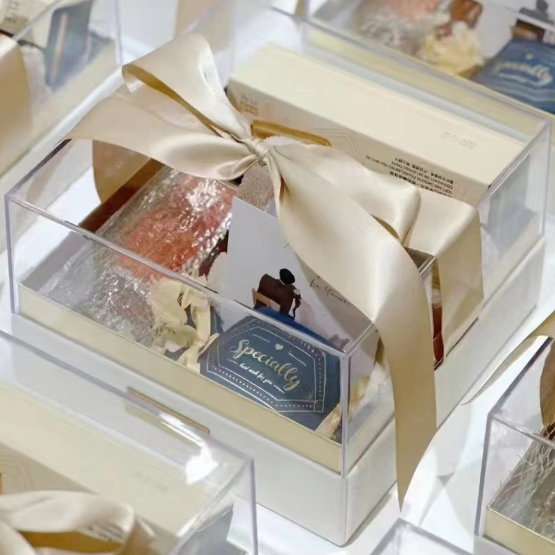 Birthday Wedding Gift Acrylic Box with Ribbon Surprise Hadiah Kahwin ...