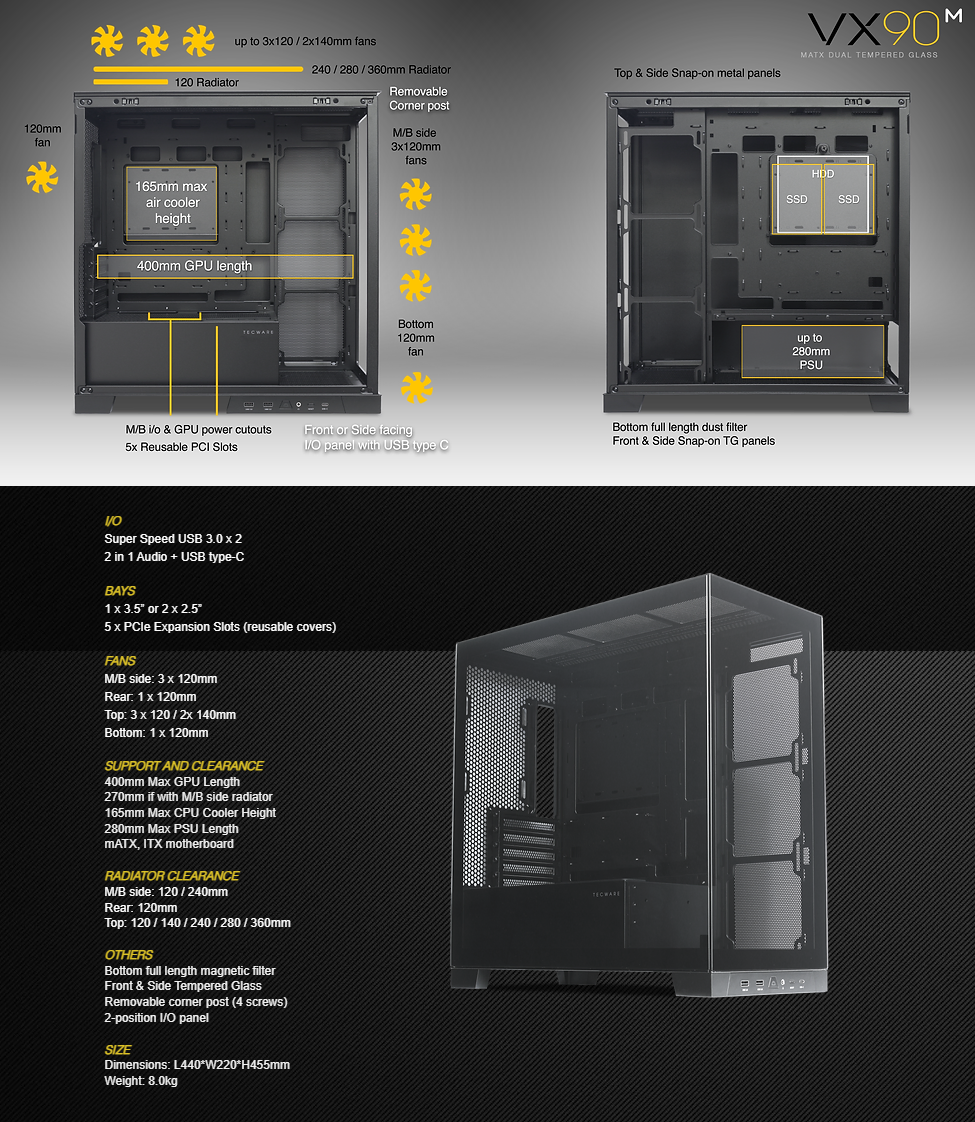 Tecware VX90M Dual TG mATX PC Case - Black # TWCA-VX90M-BKAR | Shopee ...