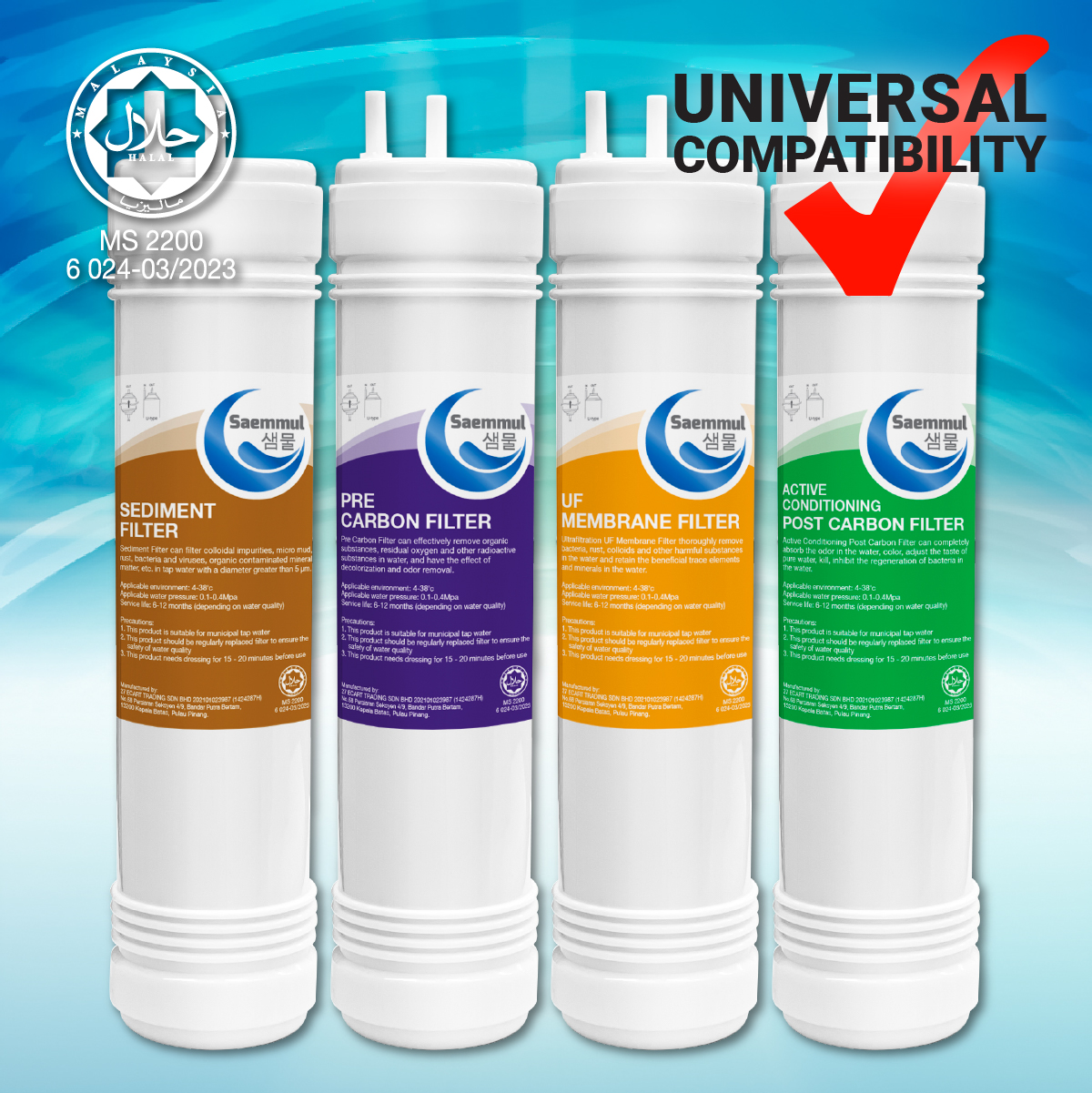 Enhanced Water Filter 4stage UF 10" Mineral Set Halal Universal ...