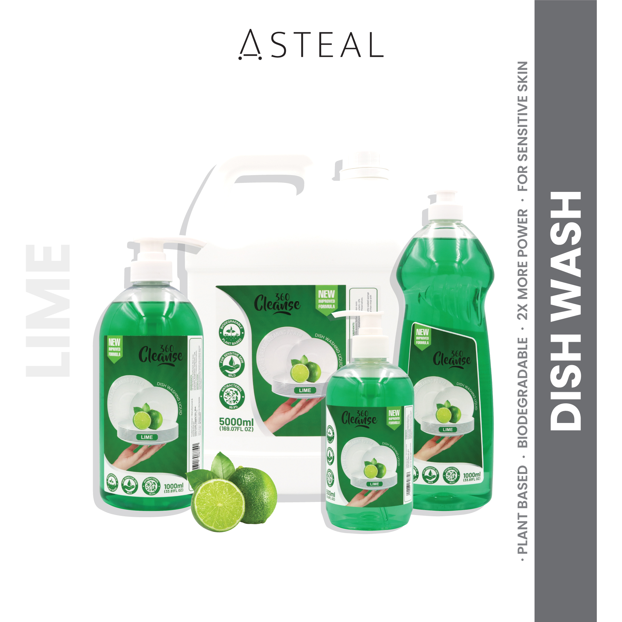 Cleanse360 Biodegradable Dishwashing Liquid [Lemon/ Lime/ Green Apple ...