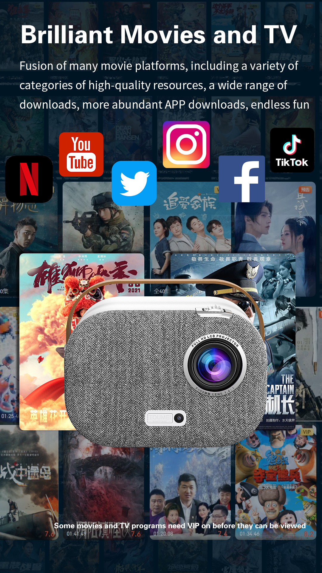 Projector 4K Android 9.0 10000 Lumens 2+32GB Dual WiFi Wireless ...