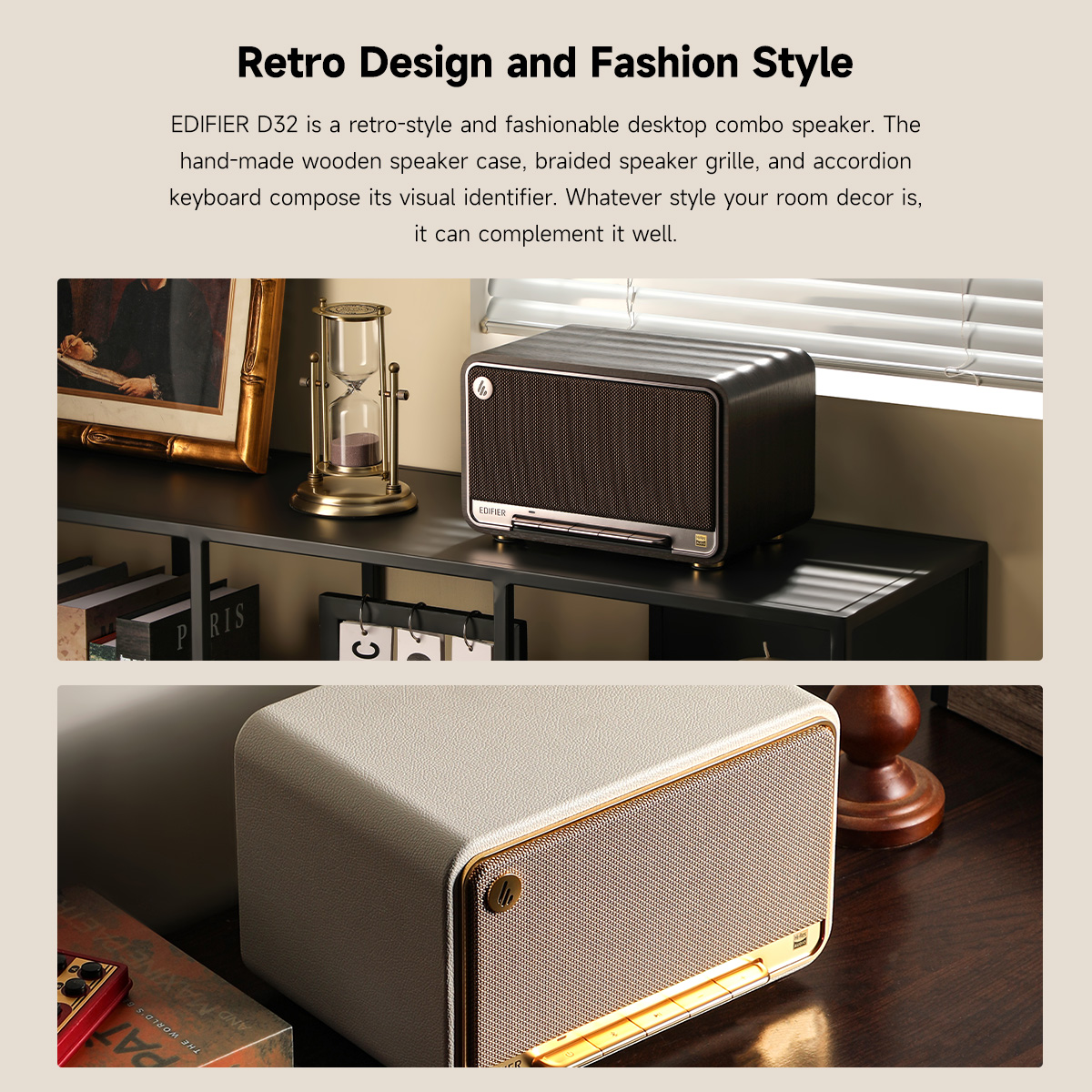 Edifier D32 Tabletop Bluetooth V5.3 Hi-Res Audio Wireless Speaker (60W ...