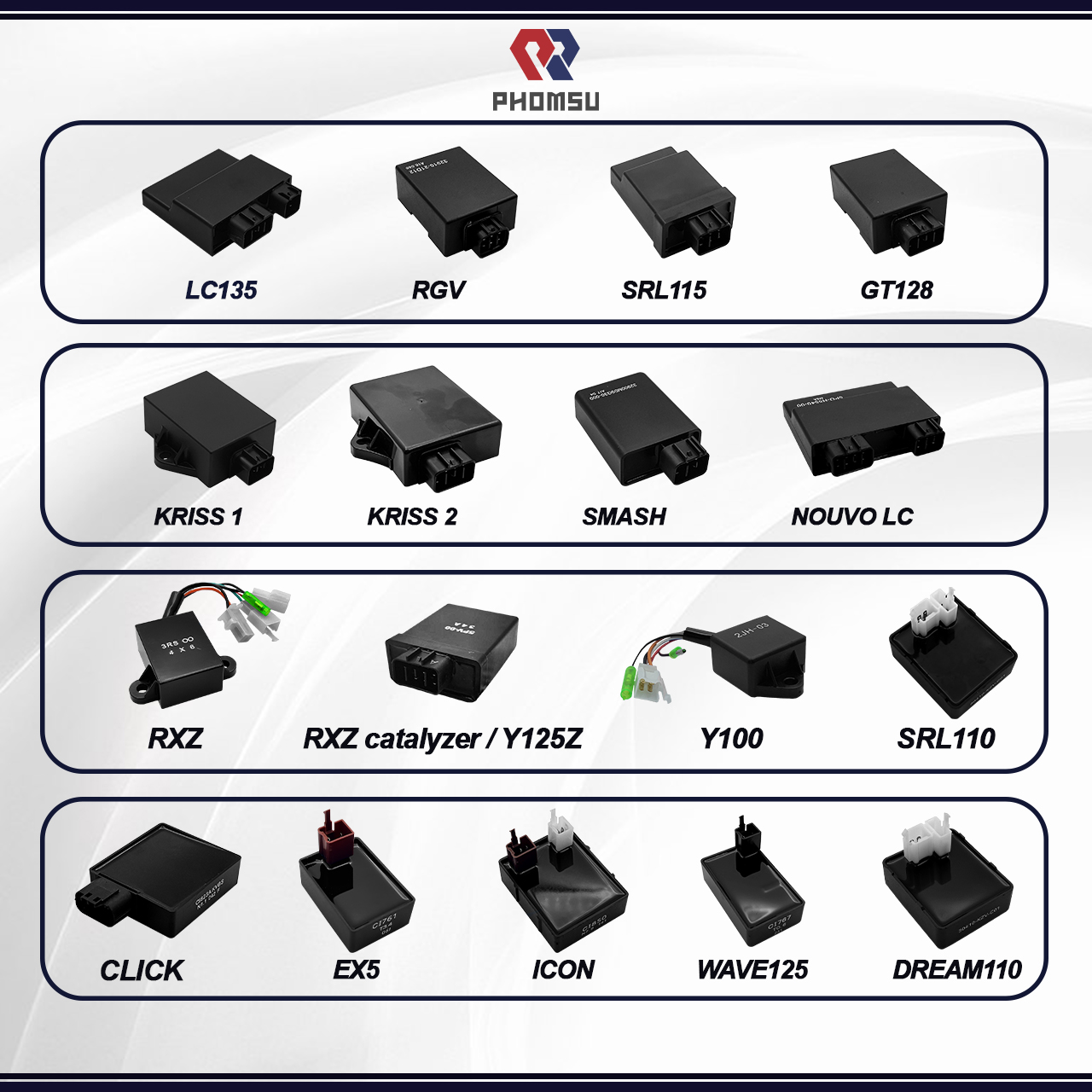 CDI UNIT STANDARD PHOMSU LC135 RGV SRL115 GT128 KRISS 1 & 2 SMASH NOUVO ...