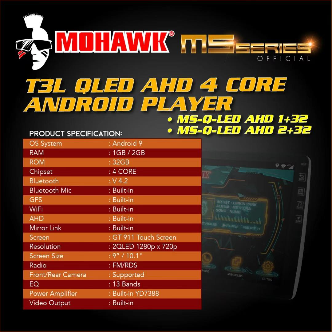 MOHAWK Android Player *Free: *AHD Camera*Dvr Dashcam*F.Range Speaker ...
