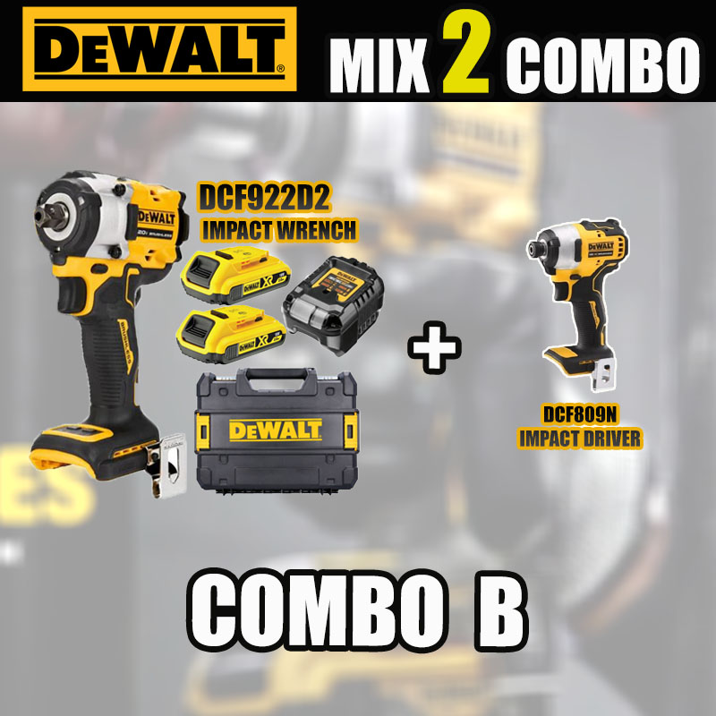 DEWALT DCF850D2A IMPACT DRIVER / DCF922D2 IMPACT WRENCH MIX 2 COMBO SET ...
