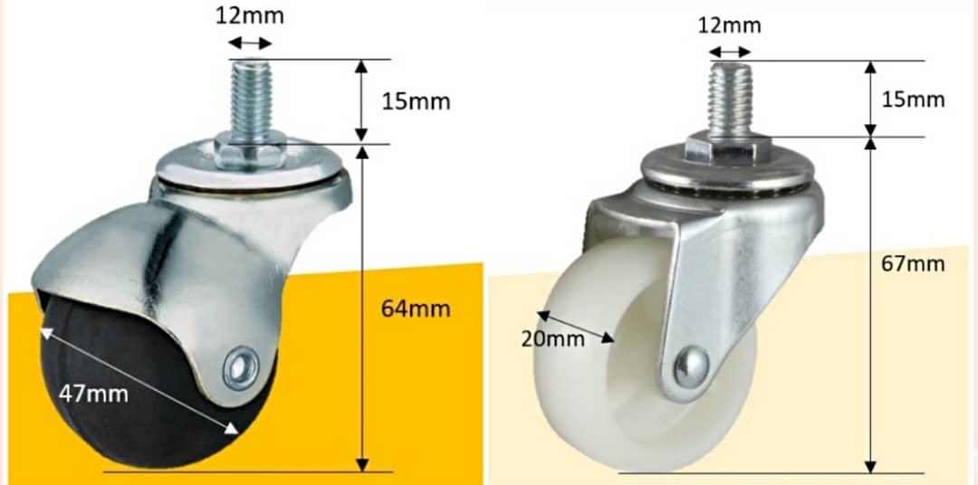 [CKS] 50mm RODA PERABOT Round Ball Wheel 2 inch Caster Roller Thread ...