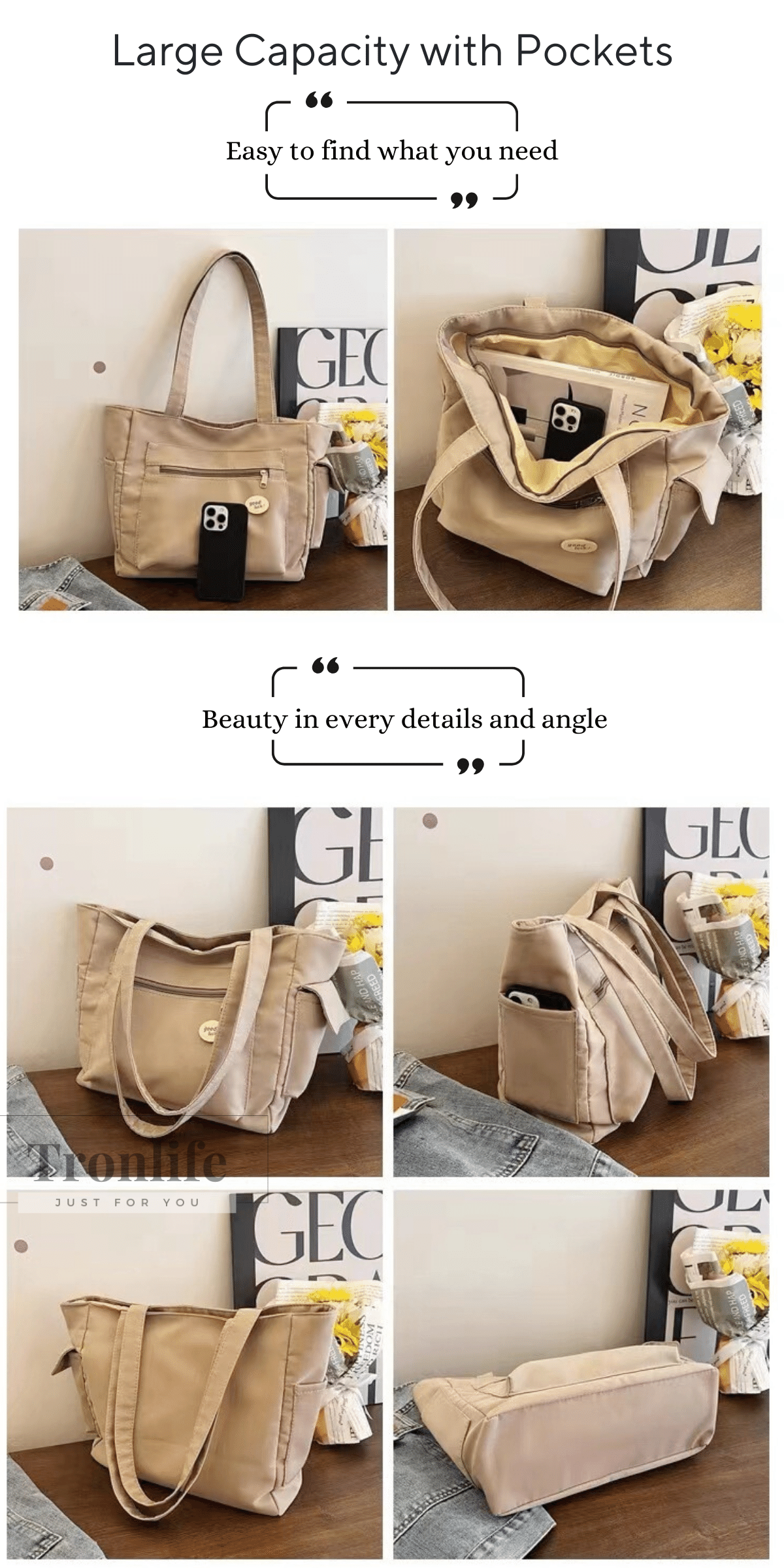 【Ready Stock】Canvas Tote Bag Large Capacity Student College University ...