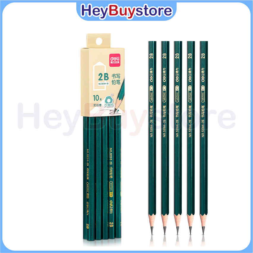 Deli 2B Pencil Exam Grade 2B Pencil Student Writing Use Pensel 2B (10 ...