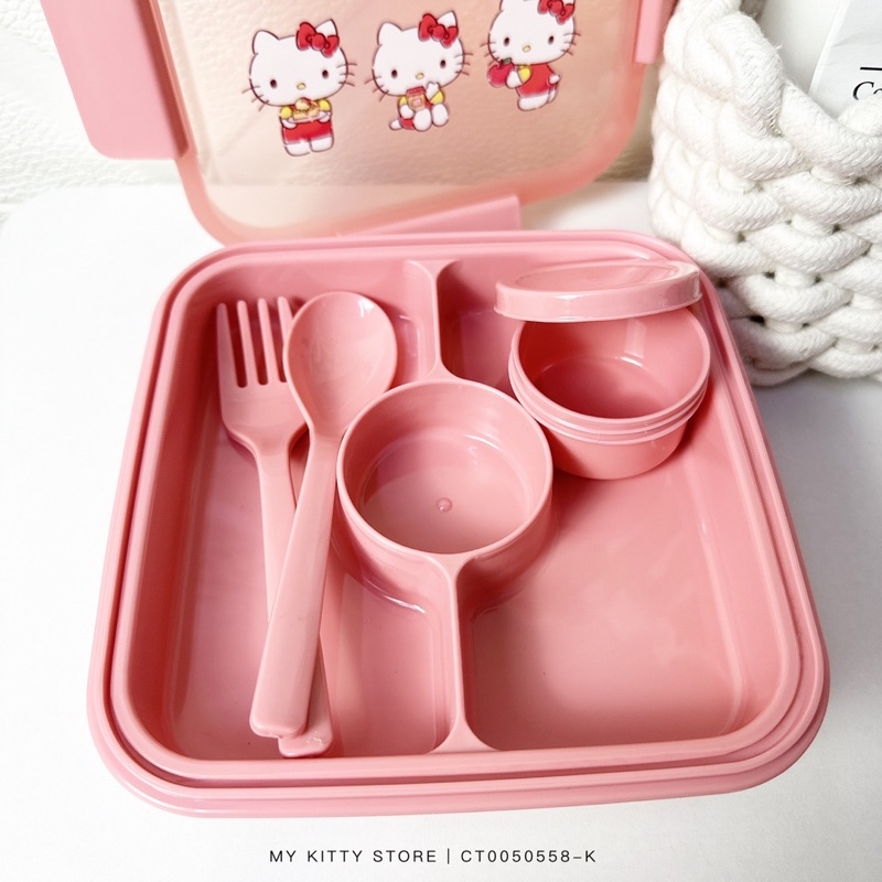Moshi Moshi Thailand X Sanrio Hello Kitty 2-Tier Lunch Box Set Spoon ...