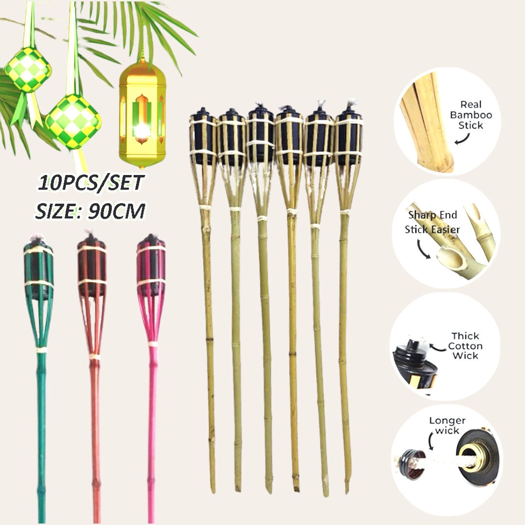 (DISKAUN HARI RAYA) 10Batang 90cm Lampu Bamboo Pelita Raya Buluh /Hari ...