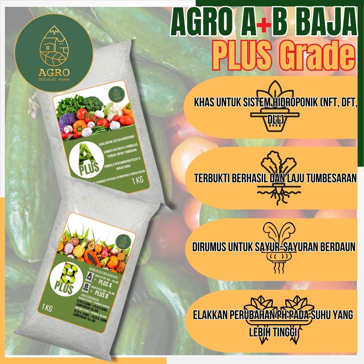 Agro Baja AB 2kg AB Fertilizer Fertigasi dan Hidroponik Sayur Daun Cili ...