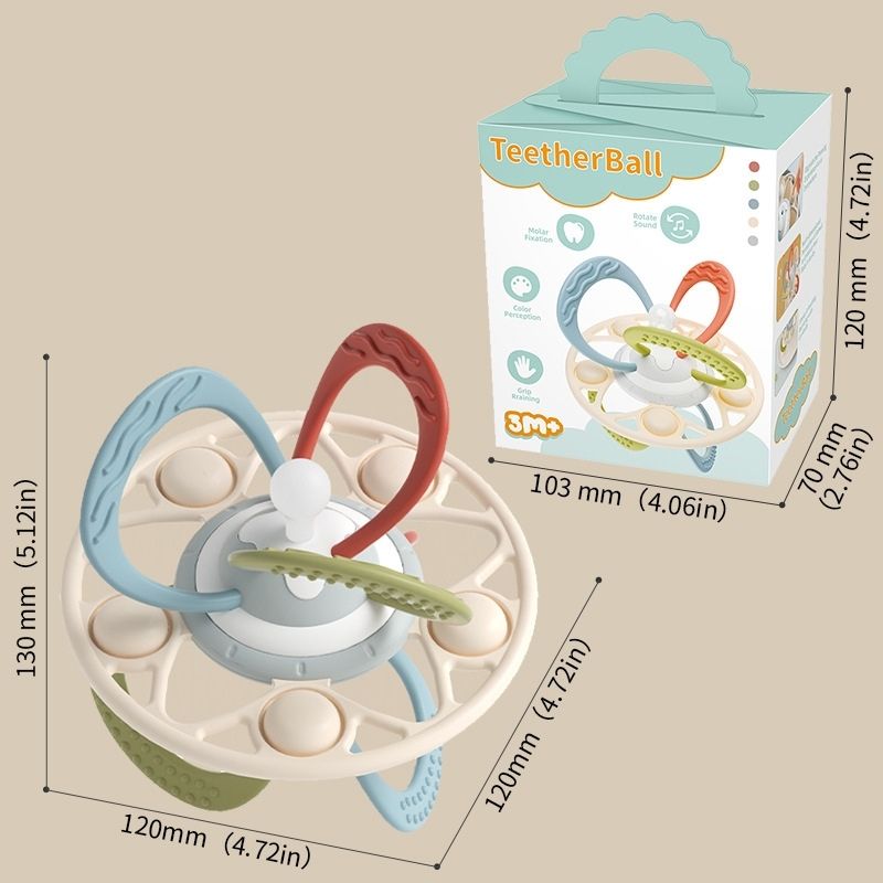 🐳Baby Silicone Manhattan Ball Teether Ball Rattle Handbell Ball Sensory ...