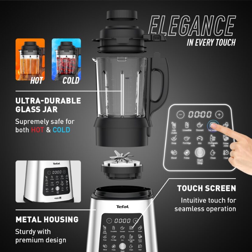 Tefal PerfectMix Cook & Steam High Speed Smart Blender | BL83SD65 Food Blender Cooker Mixer ...