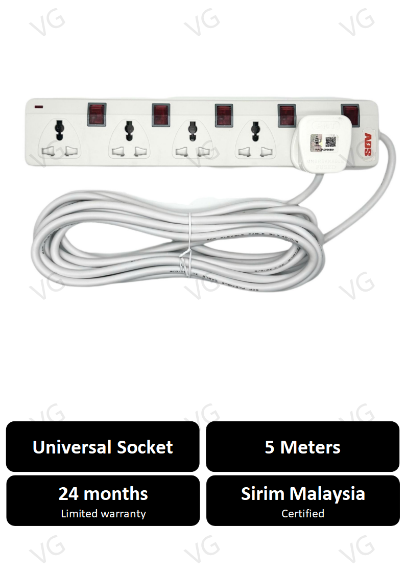 [100% Original ADS] ADS 5 Gang Universal socket Extension plug Power ...