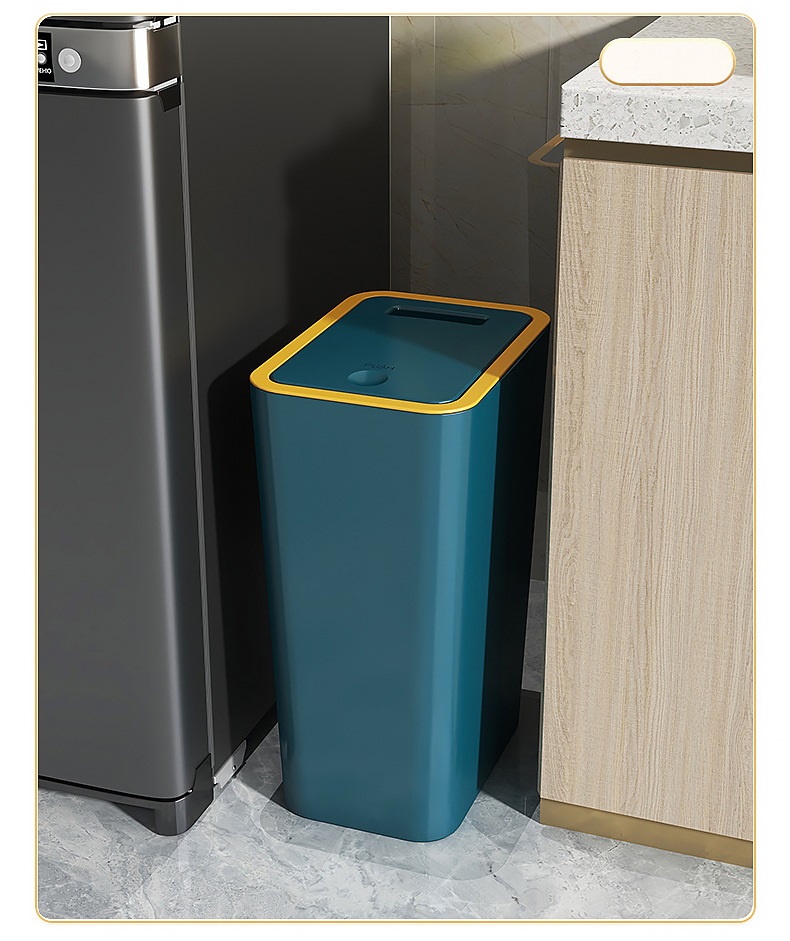 BO.EN Kitchen Bathroom Garbage Rubbish Bin With Cover / Bakul Sampah ...