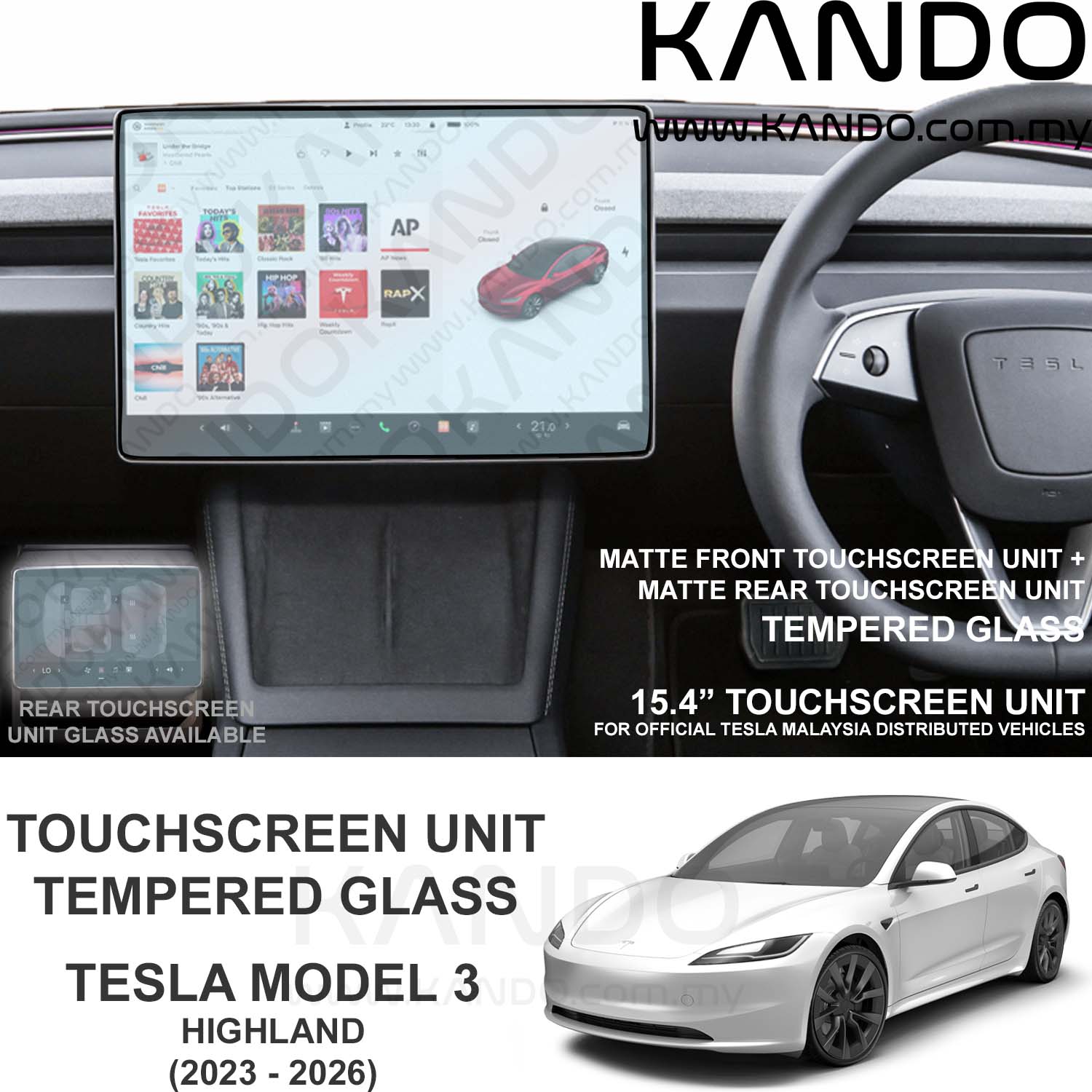 TESLA Model 3 Highland Tempered Glass Protector Tesla Model 3 Tempered ...