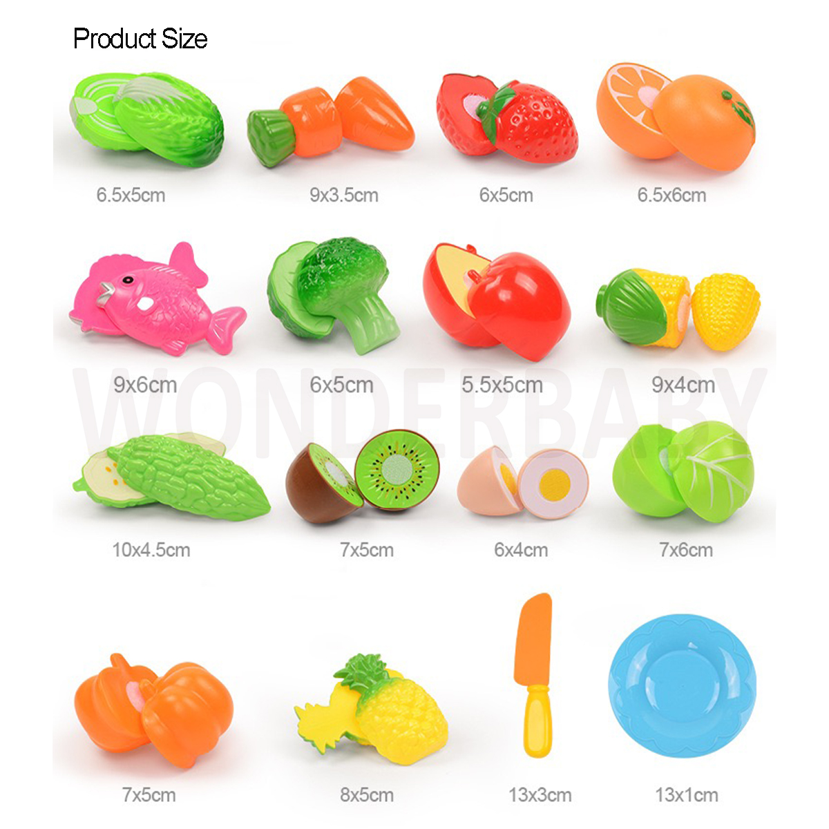 Fruit Vegetable Meat Kitchen Cutting Toys Basket Pretend Play Set Food ...