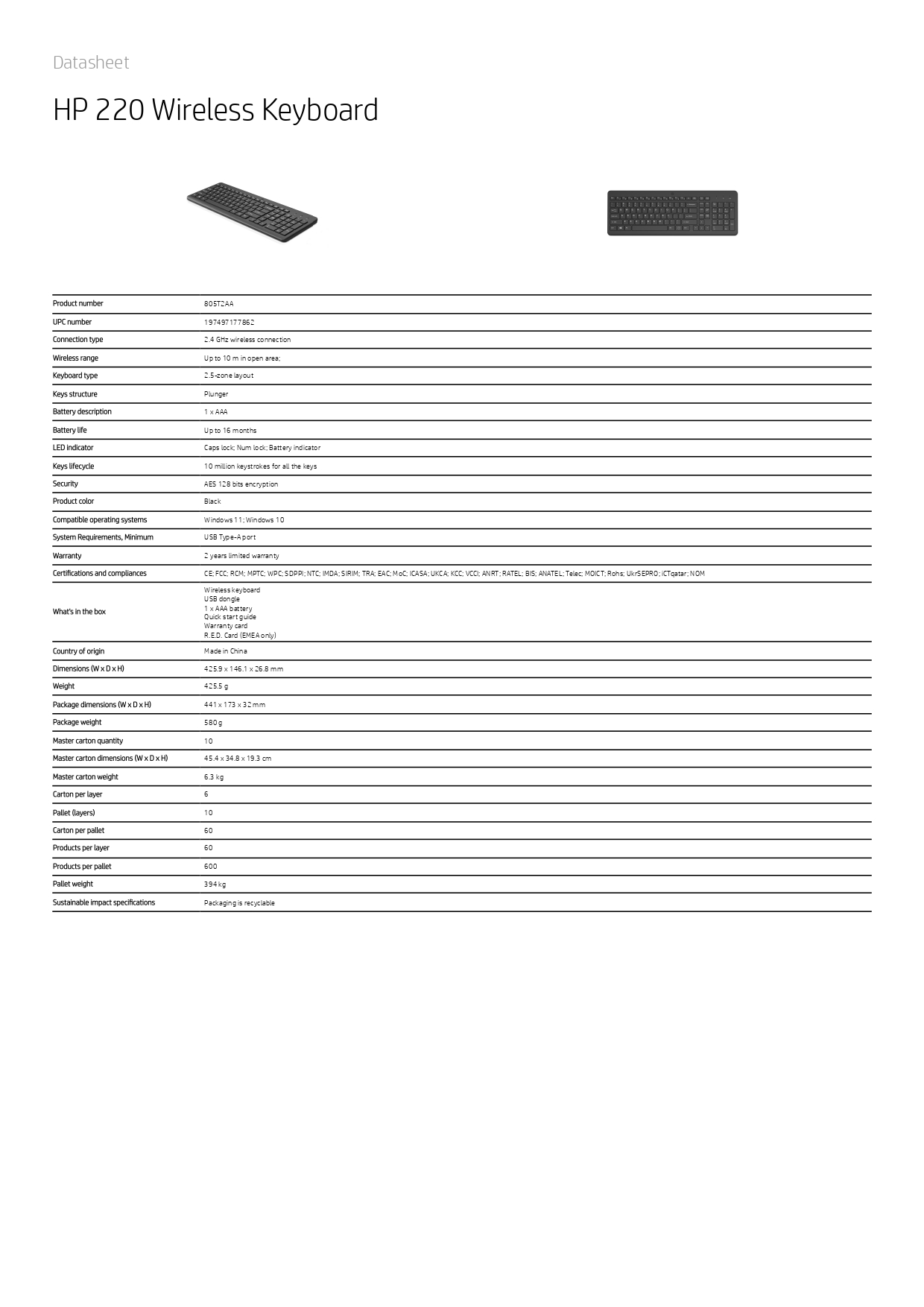 HP 220 WIRELESS KEYBOARD (805T2AA) | Shopee Malaysia