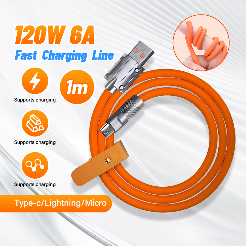 100W 3 in 1 Super Charge Cable Quick Charge Micro USB For 6A Charger ...
