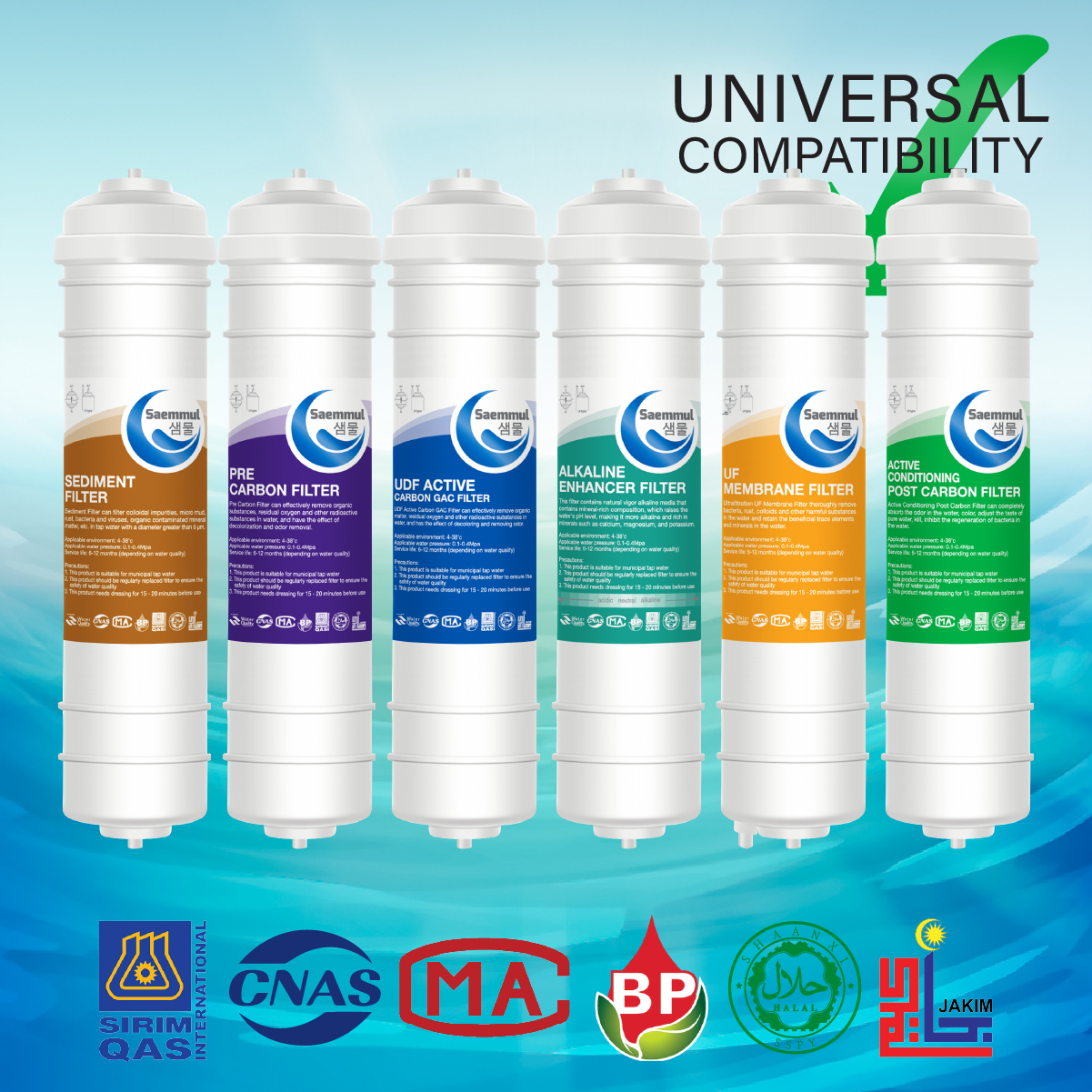 SAEMMUL 10”I-TYPE WATER FILTER SET 6 STAGE CERTIFIED HALAL COMPATIBLE ...