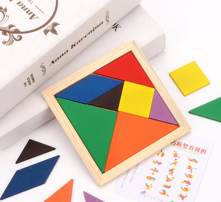 Wenbo [Toy] Tangram Wooden Colorful DIY Intellectual Puzzle Tangram ...