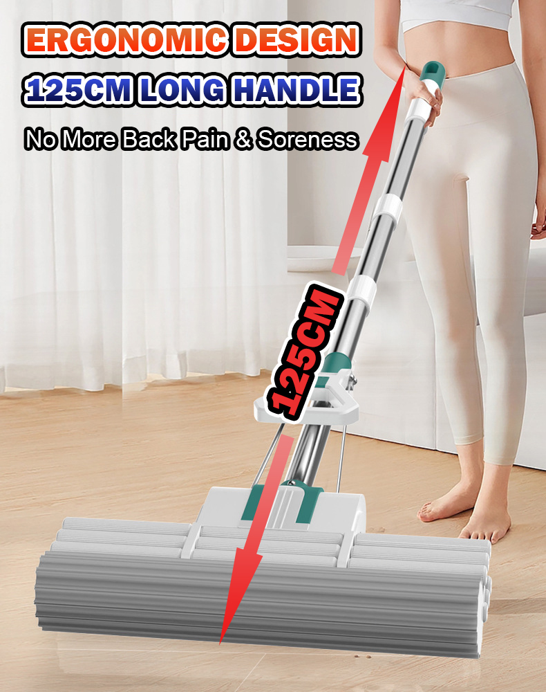 38CM Heavy Duty Self Wringing Super Absorbent Sponge Mop Hands Free ...