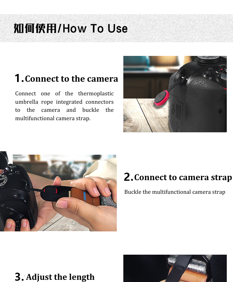 Vamos Slide lite Camera Strap One Step Quick Adjustable Length DSLR ...
