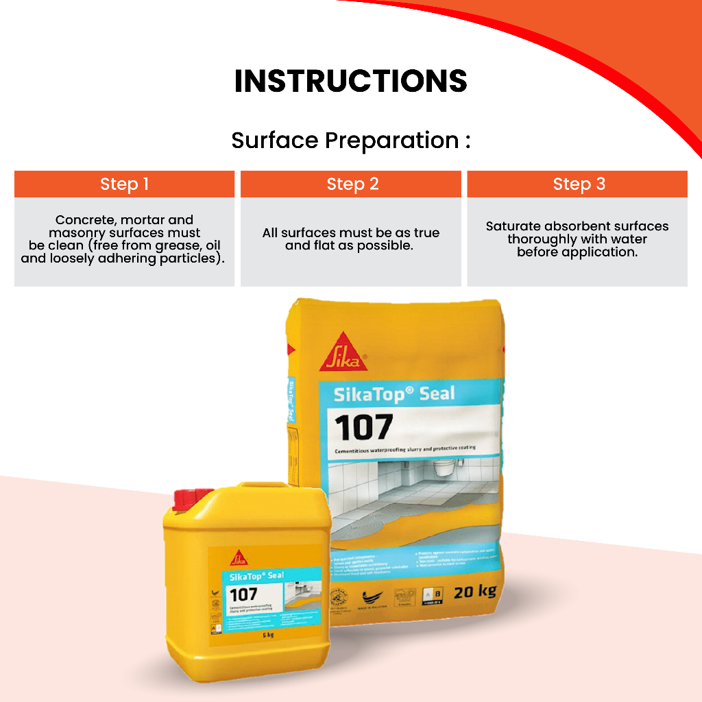 SIKA Top Seal 107 (A + B) 20KG + 5KG Waterproofing System Cement Based ...
