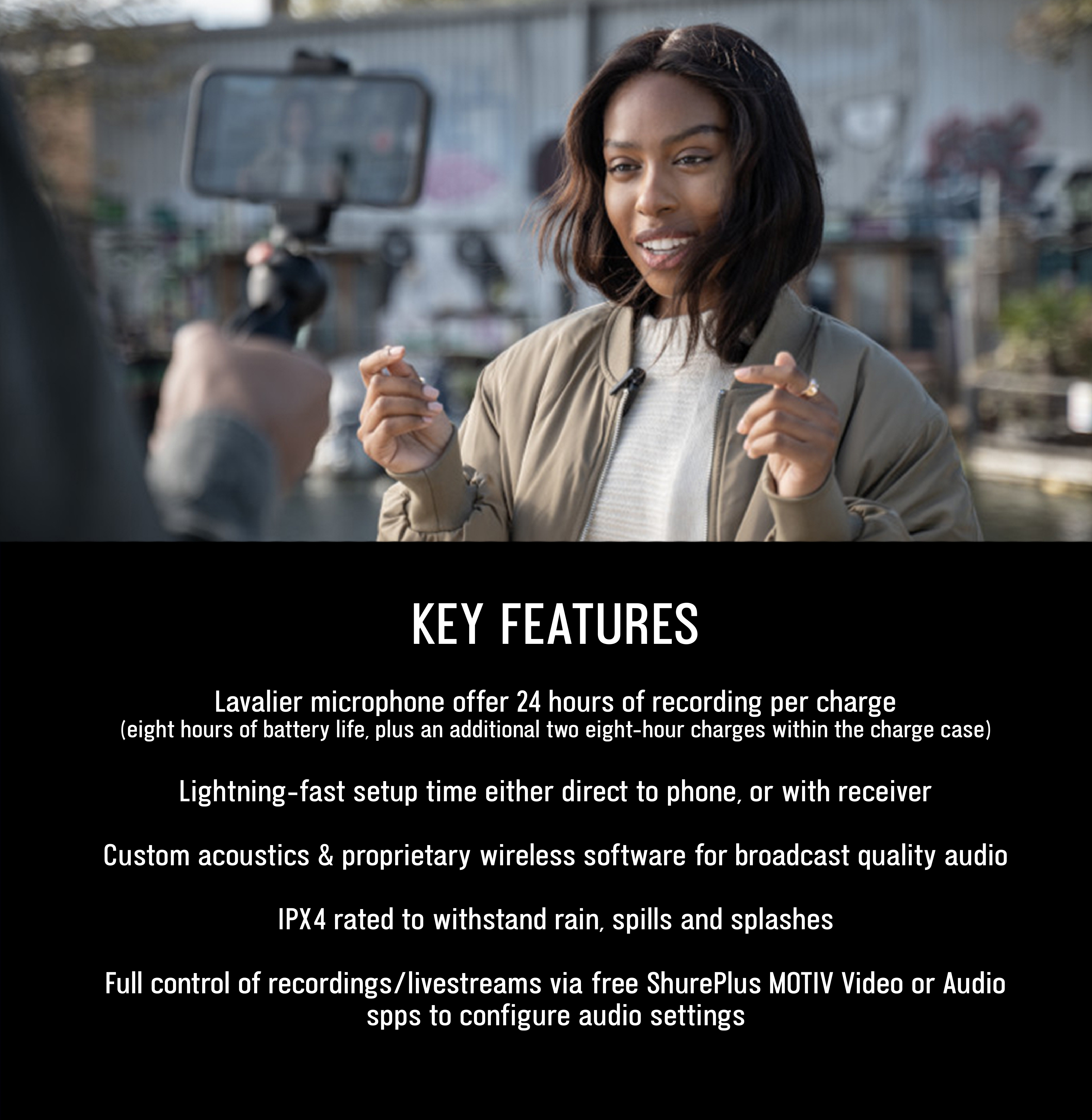 Shure MOVEMIC TWO Two-Channel Wireless Lavalier Microphones MV2 Mini ...