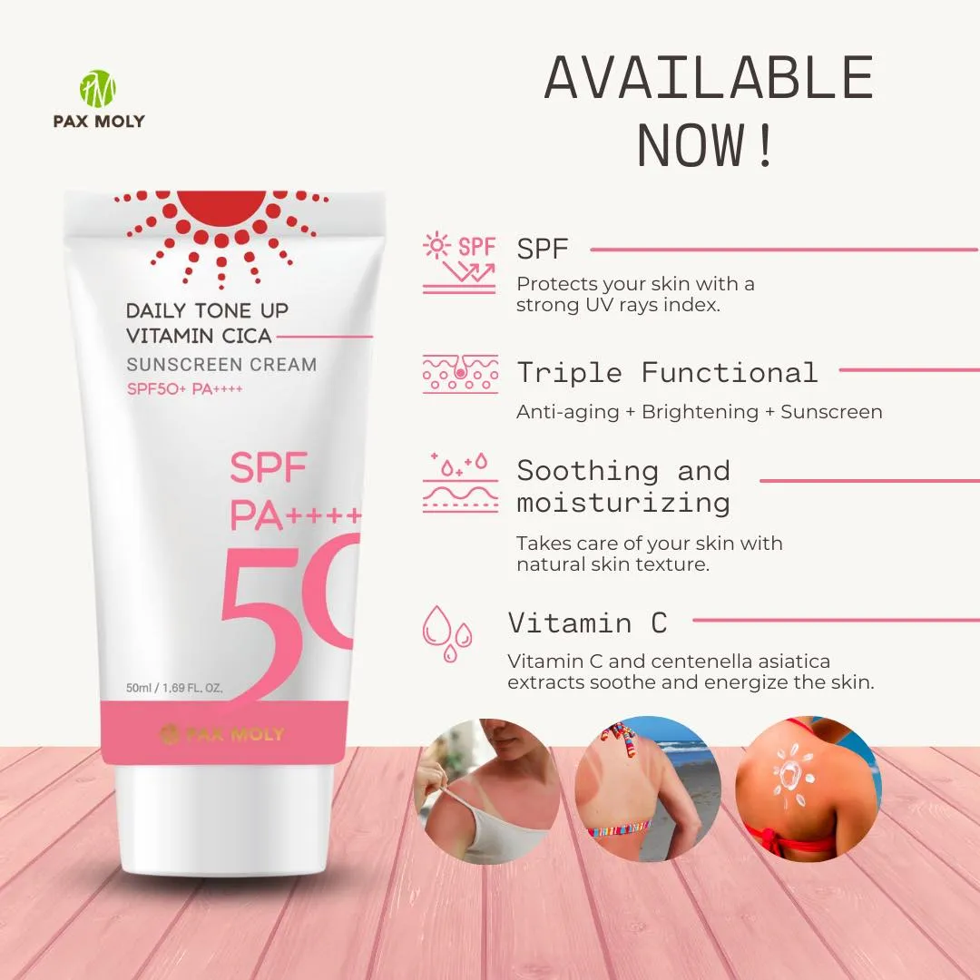 Paxmoly Daily Tone Up Vitamin Cica Sunscreen Cream 50ml 11773 | Shopee ...