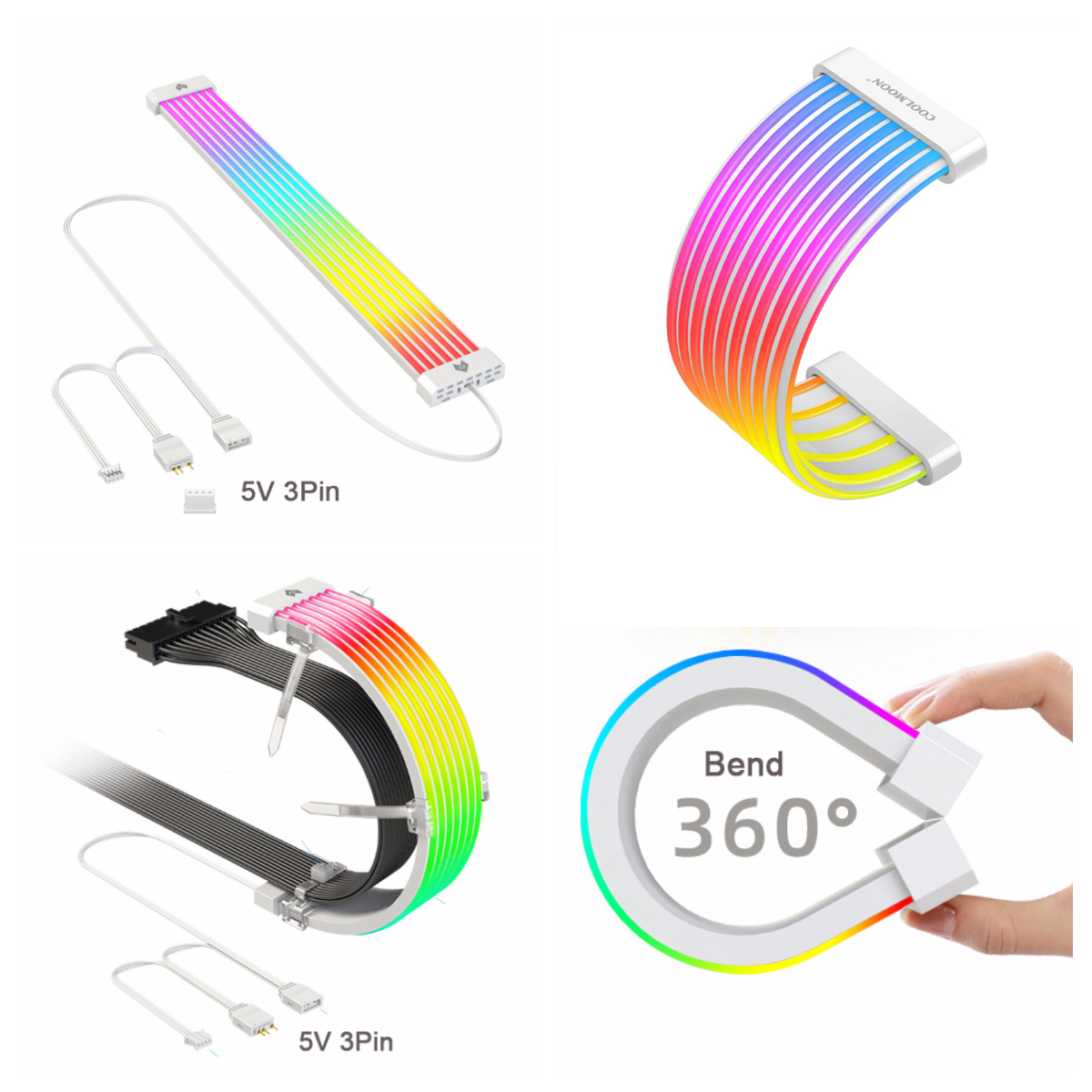 CoolMoon ARGB Flexible LED Light Bar 5V3P Aura Sync Bendable Decoration ...