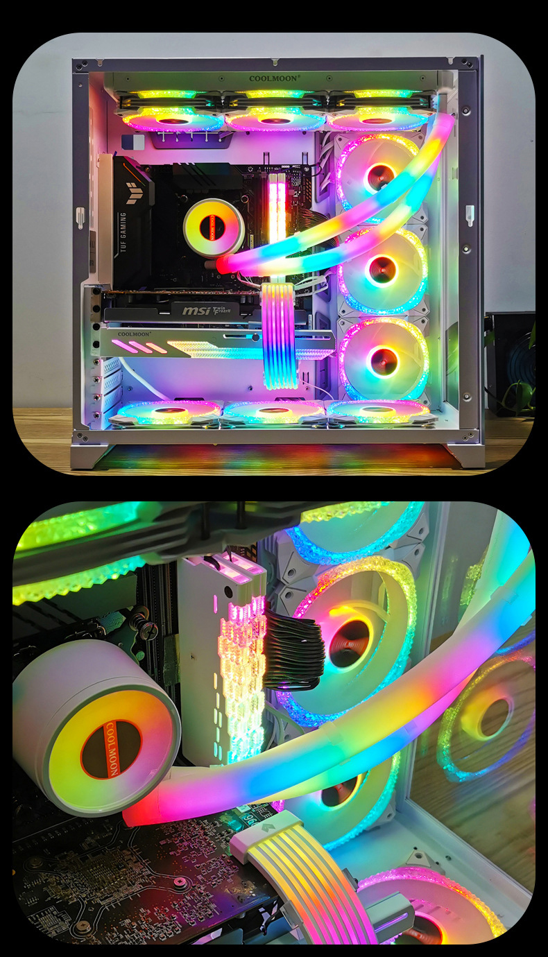 CoolMoon ARGB Radiator Coolant Hose 5V3Pin Silicone Soft Tube CPU ...