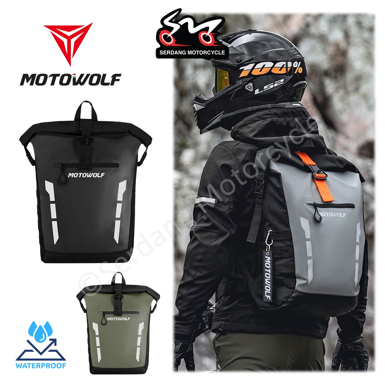 MOTOWOLF MDL0716 Waterproof Rainproof Backpack Bag Galas Kalis Air ...