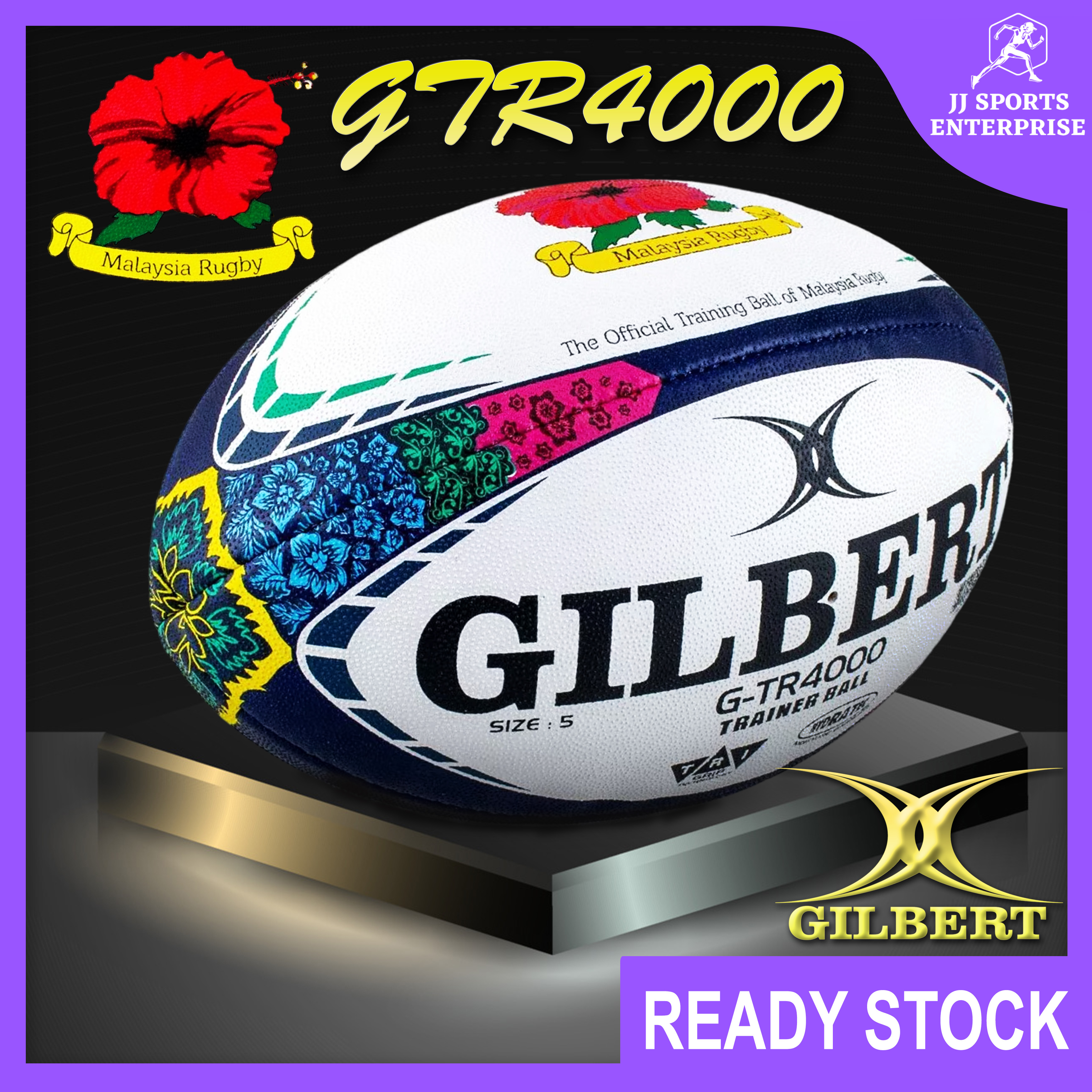 Gilbert GTR4000 GTR 4000 (Size 5) Rugby Ball Wau Bulan Songket Official ...