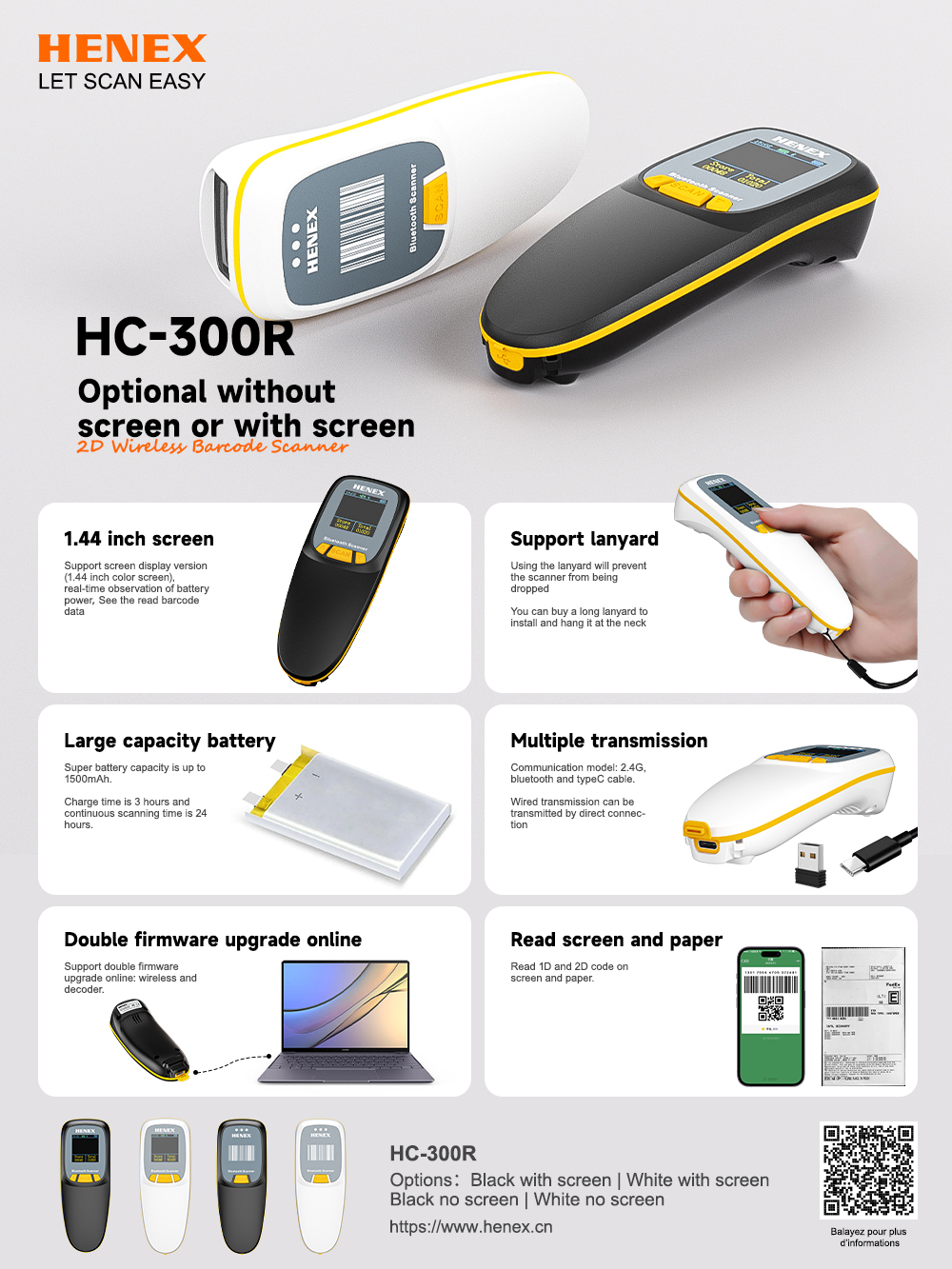 HENEX HC300R Bluetooth Barcode Scanner Price Tag Scanner USB Wireless ...