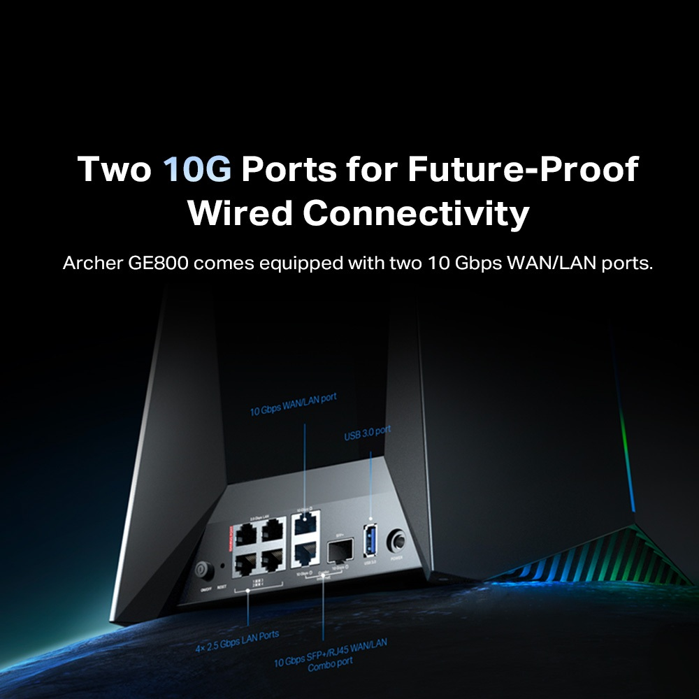 TP-Link Archer GE800 Wi-Fi 7 Gaming Router BE19000 With Tri-Band 2x 10G ...