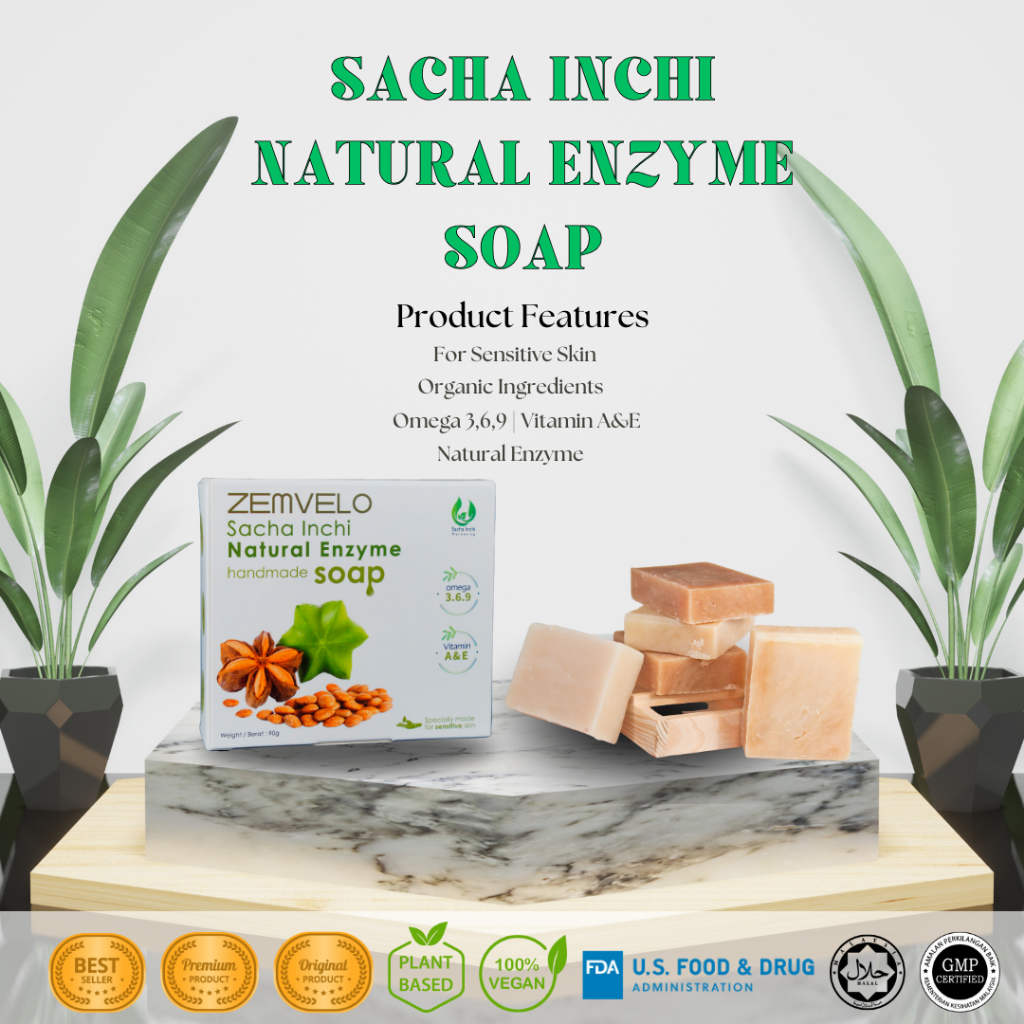 ZEMVELO SACHA INCHI SOAP Sabun Sacha Inchi Natural Enzyme Handmade Bar ...