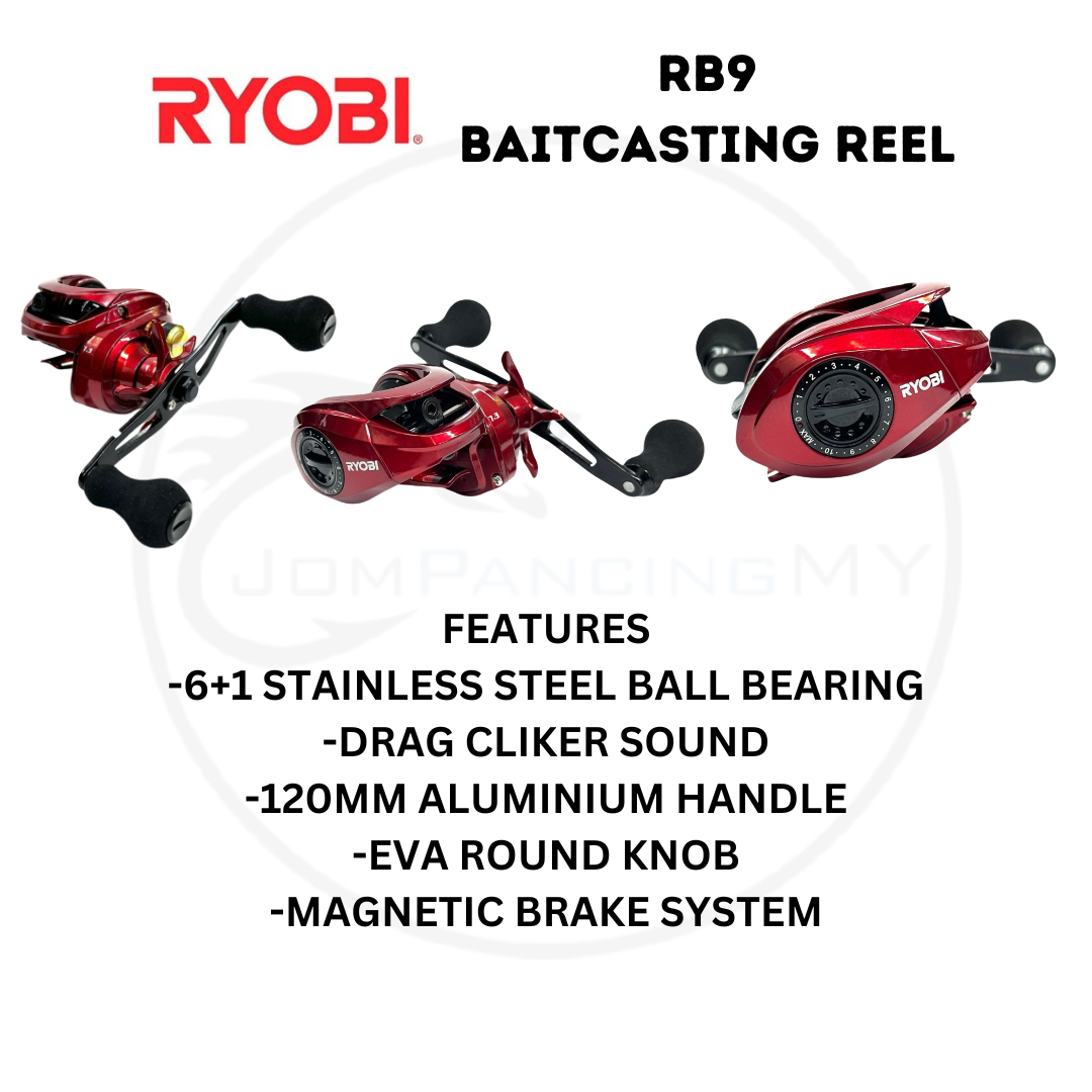 Ryobi RB9 Baitcasting Fishing Reel 1 Year Warranty with Free Gift Mesin ...