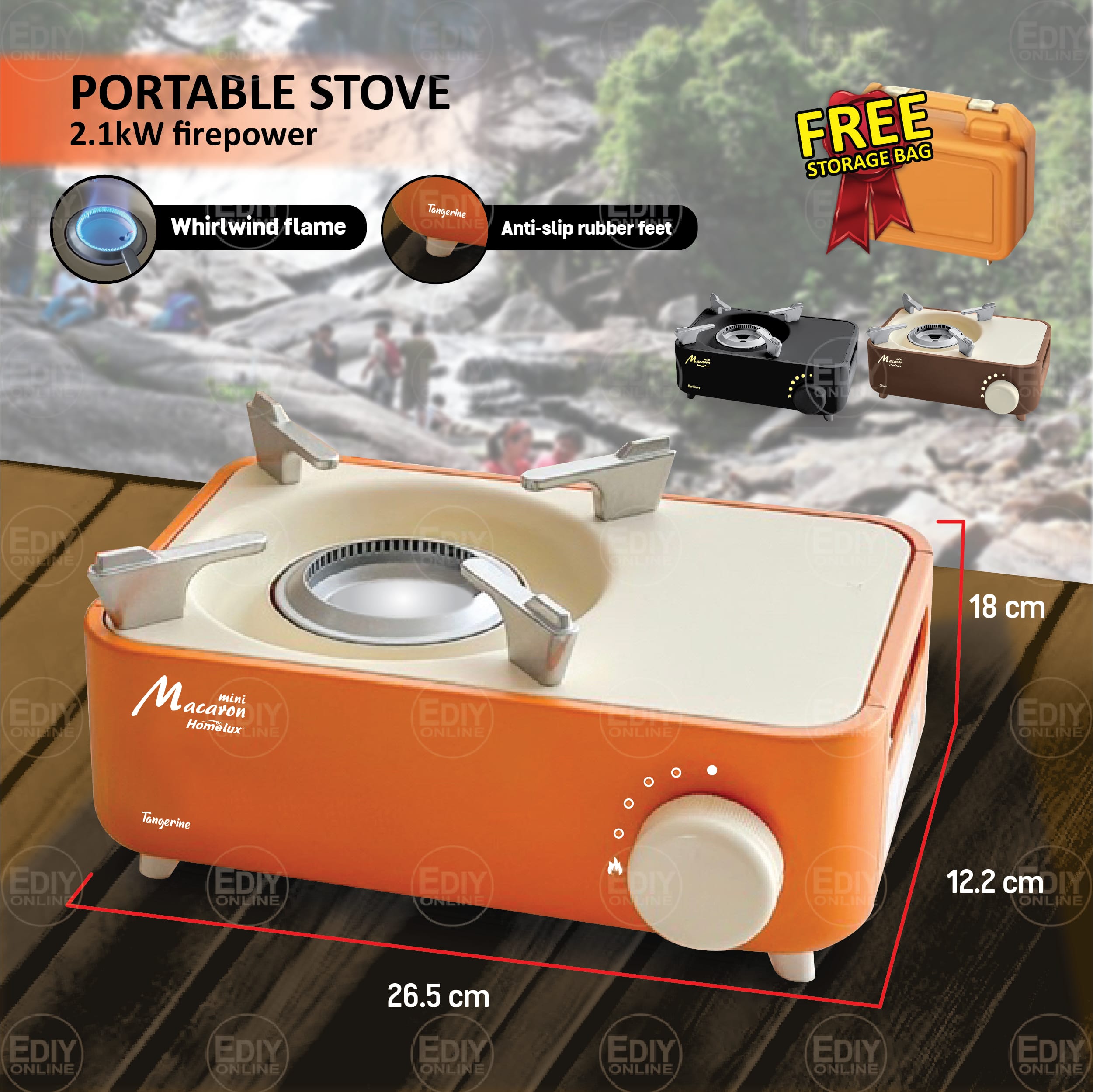 Homelux Korea Macaron Portable Mini Dapur Gas Stove Cooker Berkelah ...