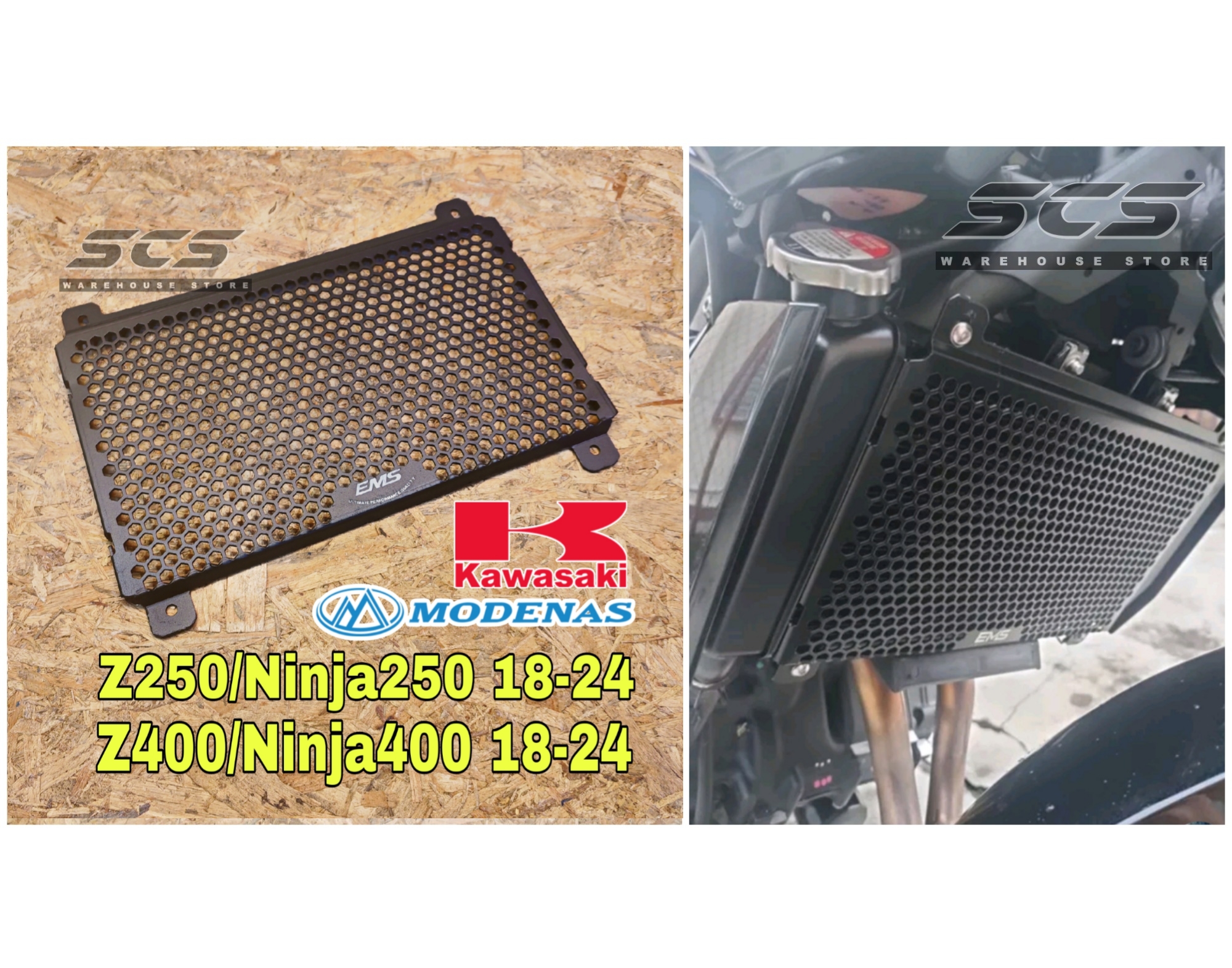 Radiator Cover Modenas Kawasaki Ninja250 Z250 V3 2018 - 2024 Coolant ...