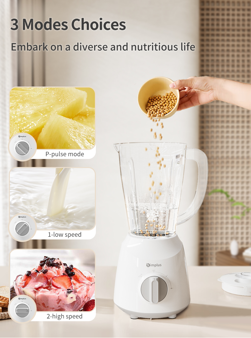 【New Launch】Simplus Blender 1.5L Single-knob Food Processor ...