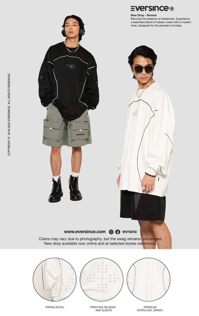 Eversince Lane Oversized Long Sleeve Jersey White Unisex | Shopee Malaysia